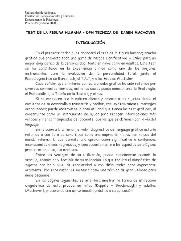 Interpretación del Test de Machover | PDF | Dibujo | Masculinidad