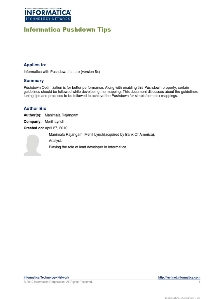 Informatica Pushdown Tips | PDF | Databases | Computer Data