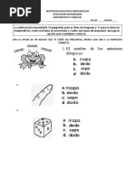 Evaluación de Español Grado Primero | PDF