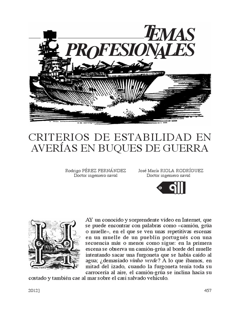 Criterios de Estabilidad en Averías en Buques de Guerra | Descargar gratis PDF | Buques ...