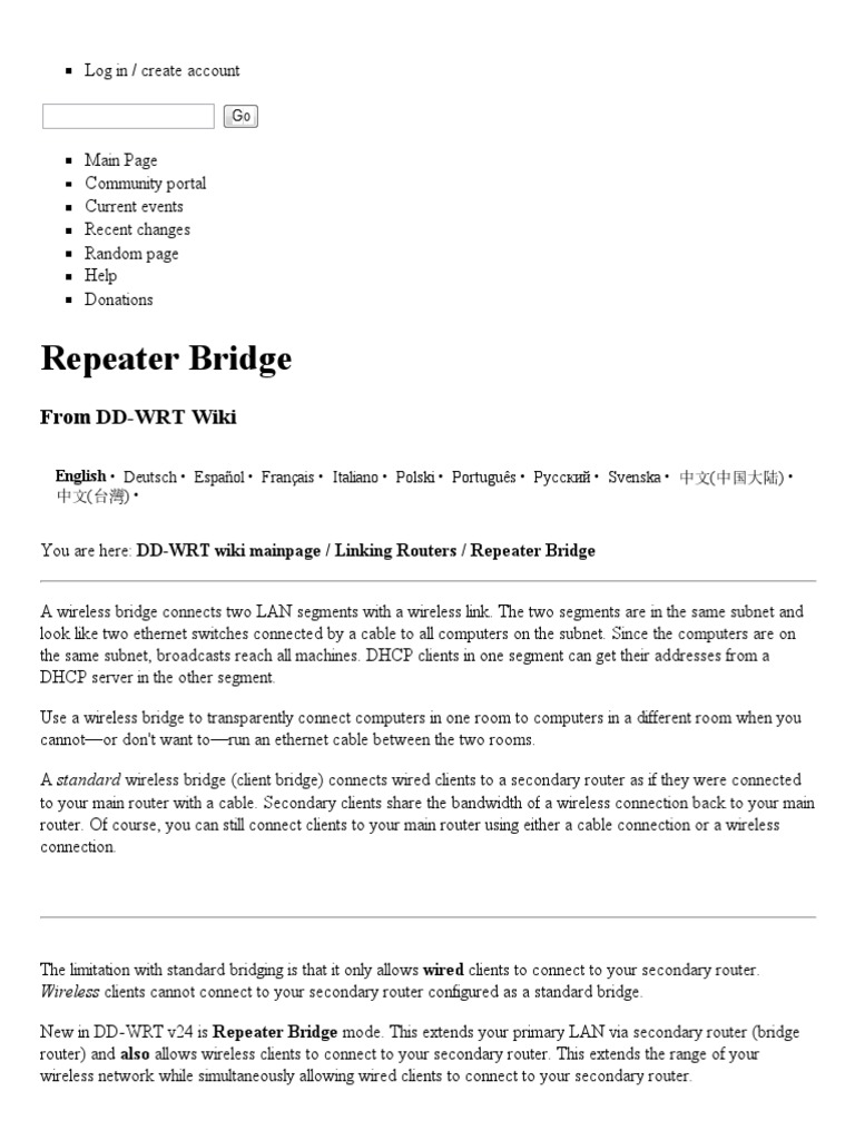 DD-WRT Repeater Bridge Setup Guide | PDF | Wireless Lan | Router ...