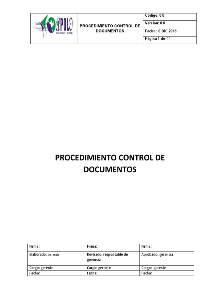 Procedimiento Control de Documentos | PDF | Archivo de computadora | Sistema de manejo de calidad