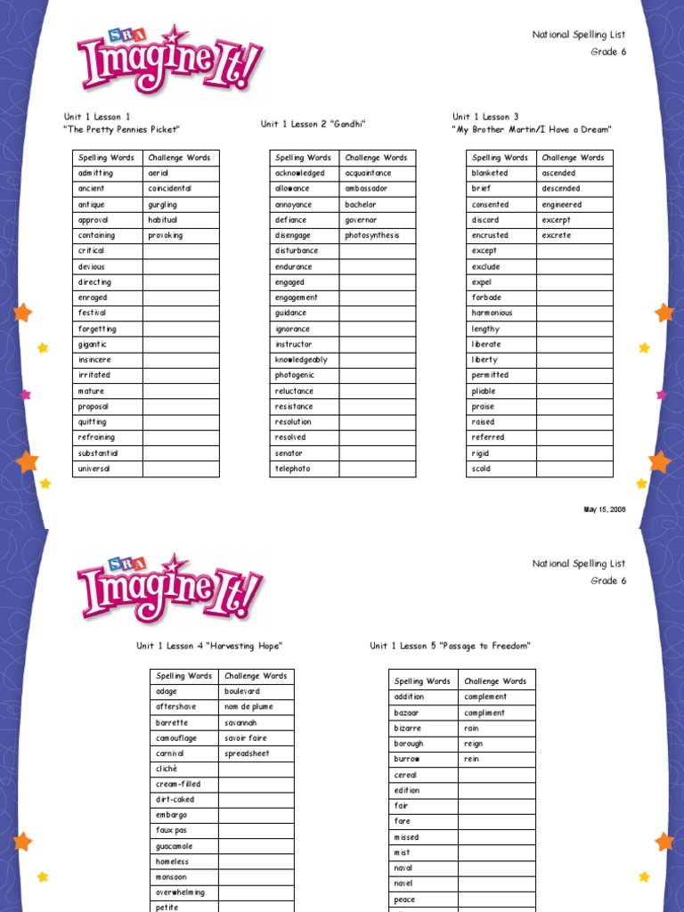 Grade 6 National Spelling List | PDF | Nature