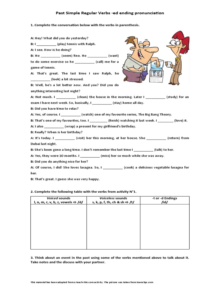 Ed Endings Past Simple | PDF