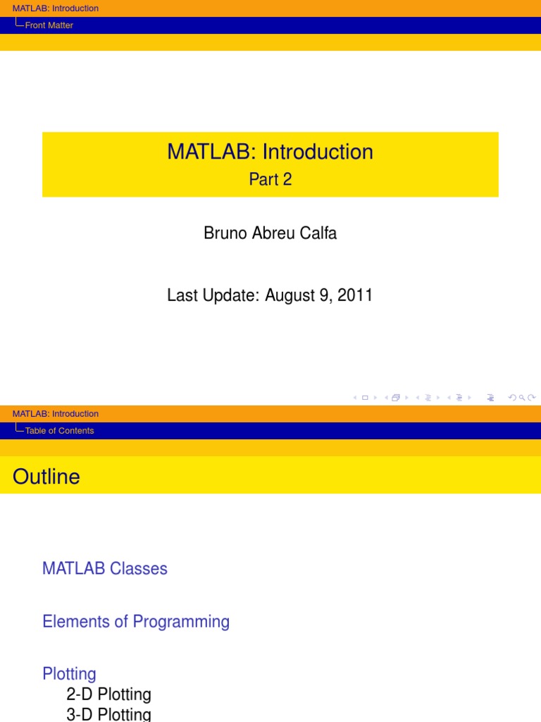 Matlab Introduction Bruno Abreu Calfa Pdf Matlab Array Data Type 9387