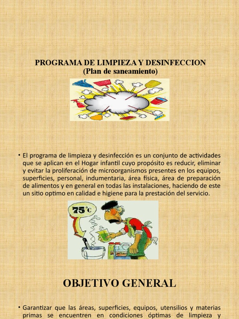 Programa de Limpieza y Desinfeccion | PDF | Lavado de manos | Detergente