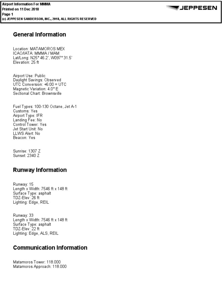 General Information General Information: (C) Jeppesen Sanderson, Inc ...