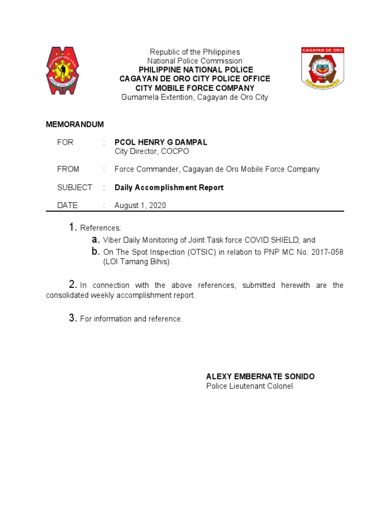 Accomplishment Report | Download Free PDF | National Security | Law ...