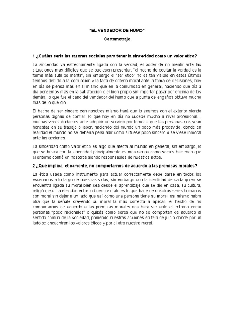 Foro 1 EL VENDEDOR DE HUMO | PDF | Relaciones personales, crianza y ...