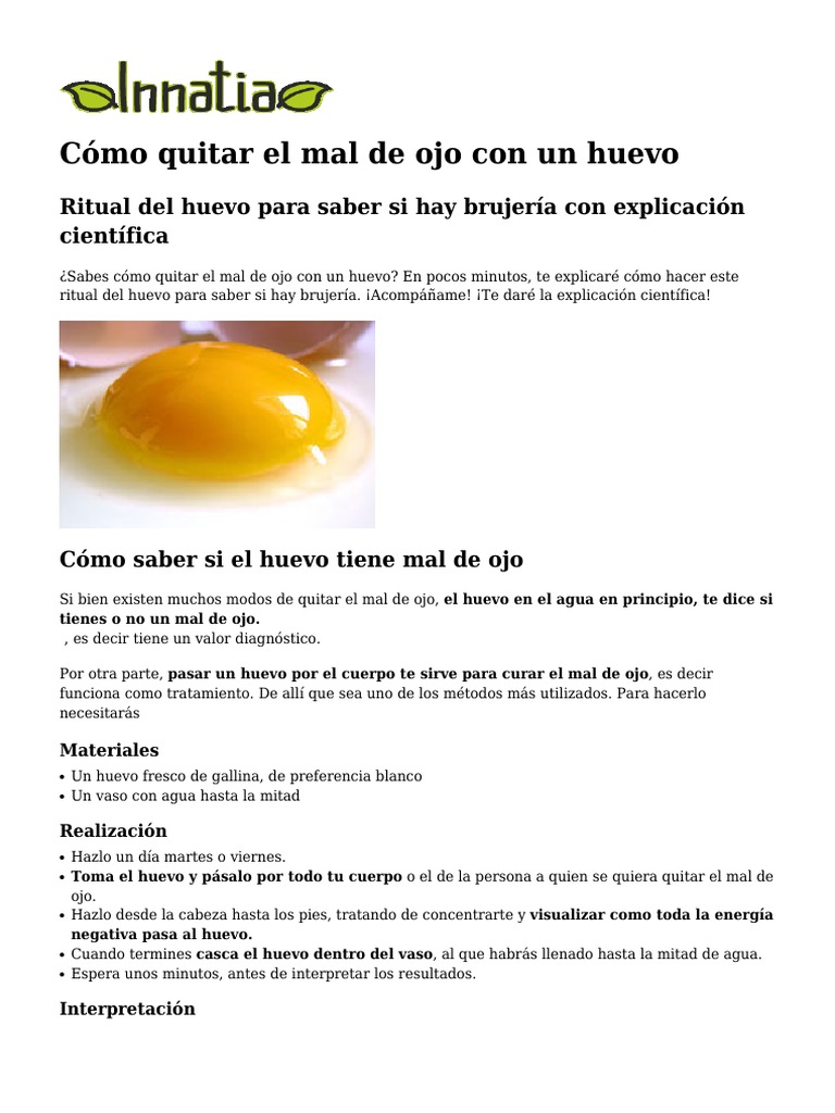 Como Quitar El Mal de Ojo Con Un Huevo | PDF | Huevo como alimento ...