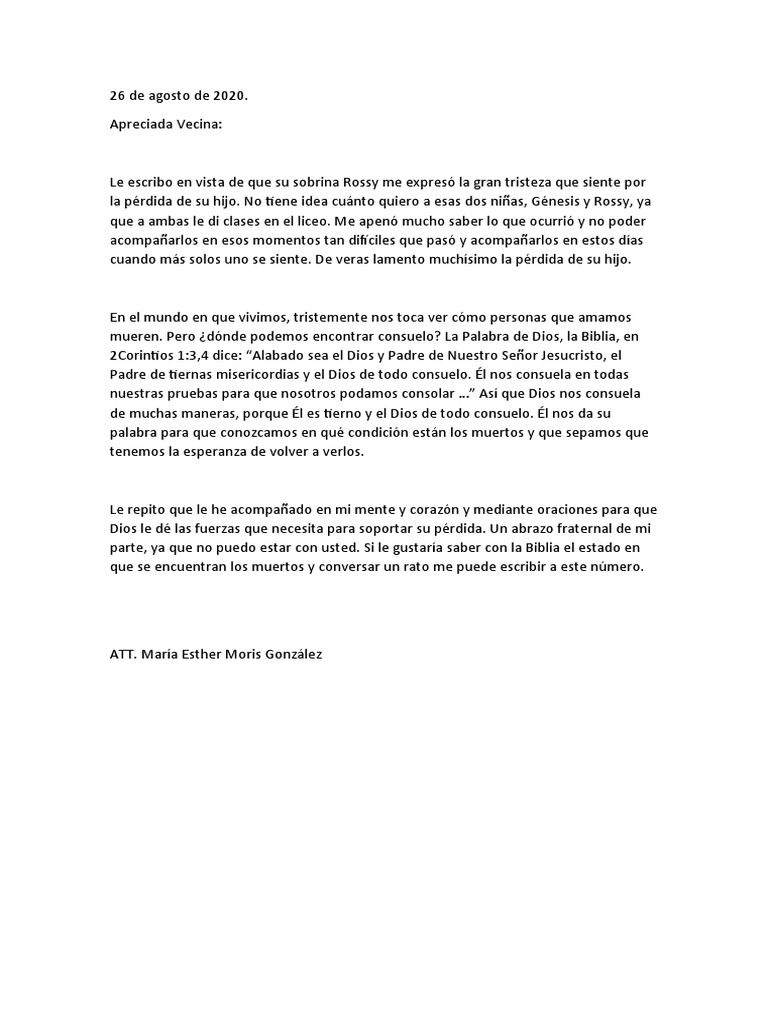 Carta de Pésame | PDF