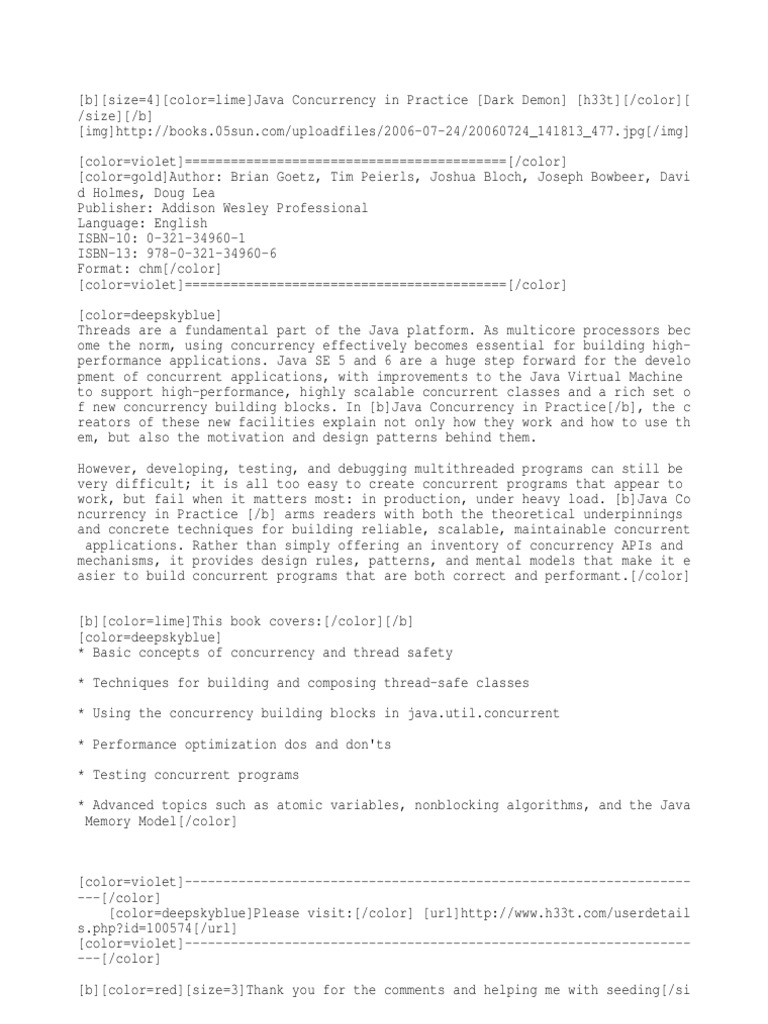 Java Concurrency in Practice (Dark Demon) (h33t) | PDF | Java ...