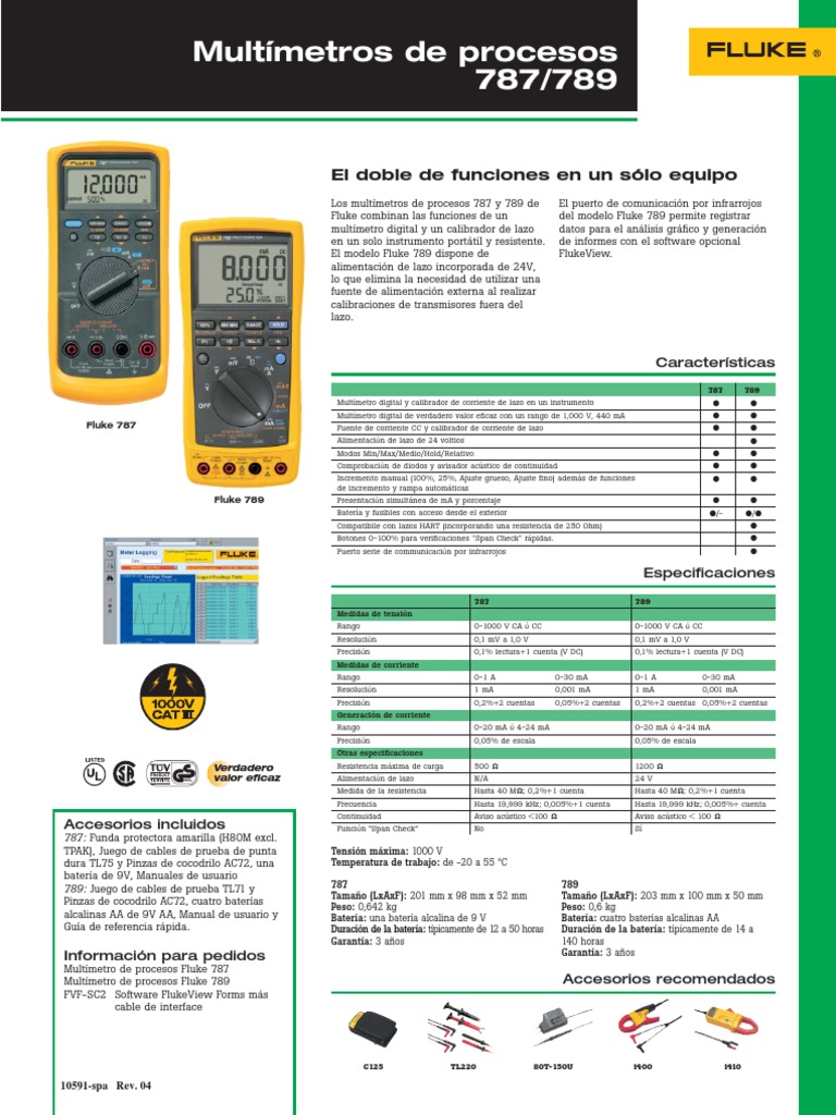 Fluke-787 789 Sheet PDF | PDF | Electromagnetismo | Electricidad