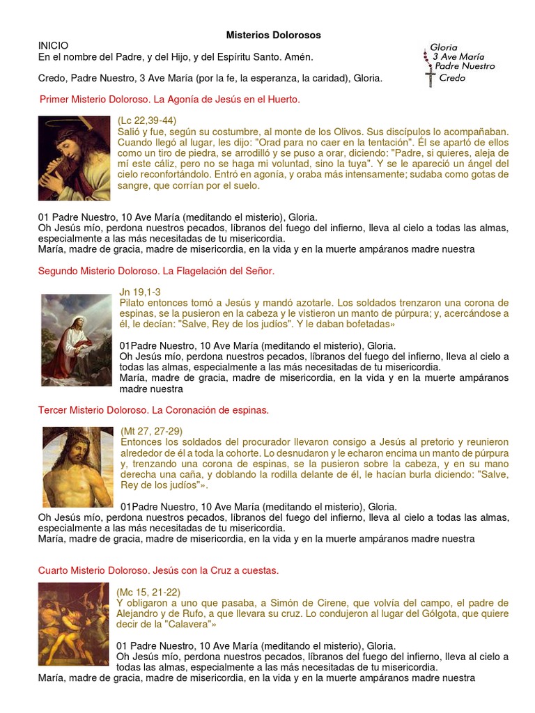 Misterios Dolorosos del Rosario Meditados | PDF | María, madre de Jesús ...