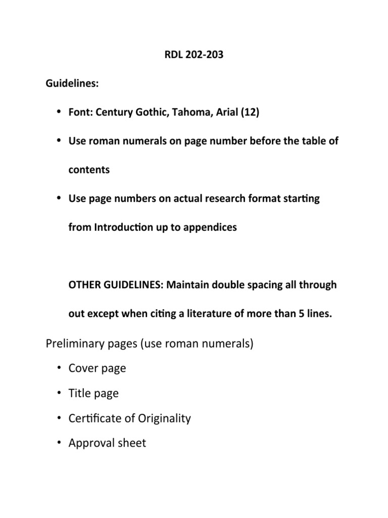 Preliminary Pages (Use Roman Numerals) - Cover Page - Title Page ...