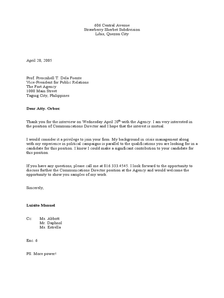 A Letter of Interest for the Position of Communications Director | PDF