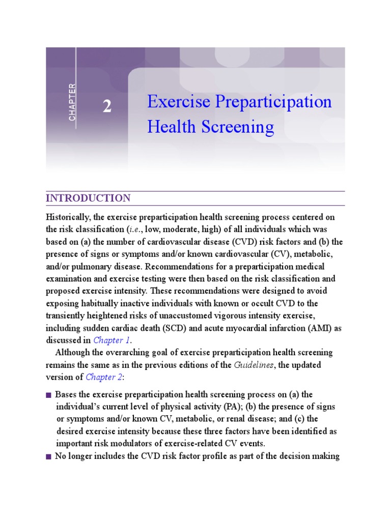 Chapter 2 ACSM Guidelines For Exercise Testing and Prescription 10 Edit ...