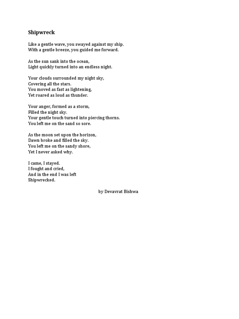 Shipwrecked: A Poetic Reflection | PDF | Art | Poetry