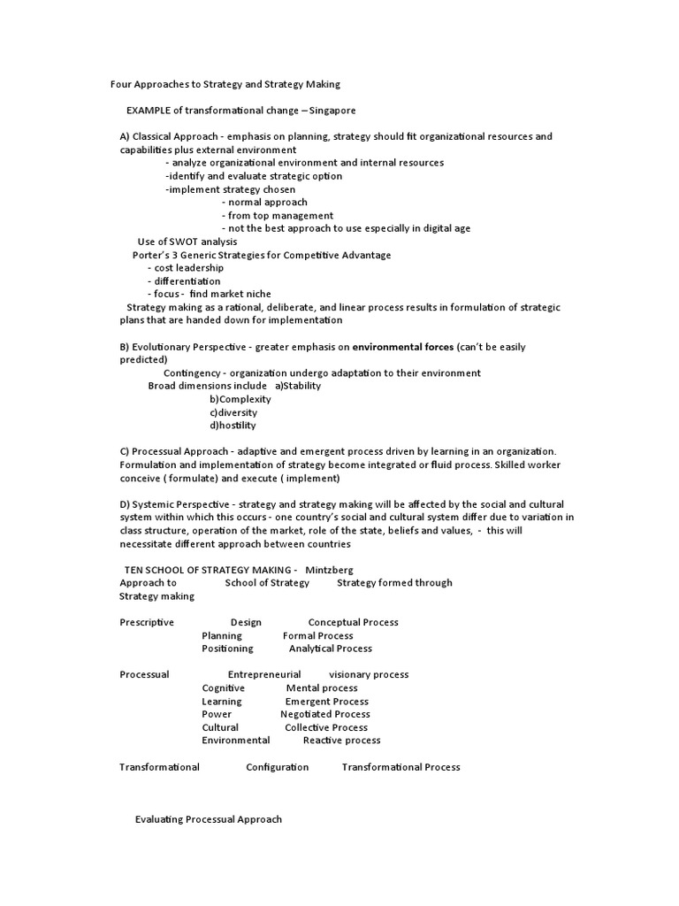 4 Approaches To Strategy and Strategy Making | PDF | Strategic ...
