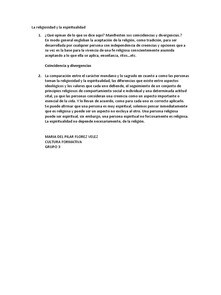 Religiosidad vs Espiritualidad: Diferencias y Coincidencias | PDF ...
