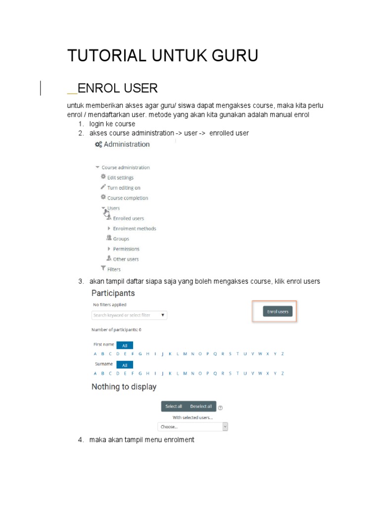 TUTORIAL UNTUK GURU Elearning Moodle | PDF
