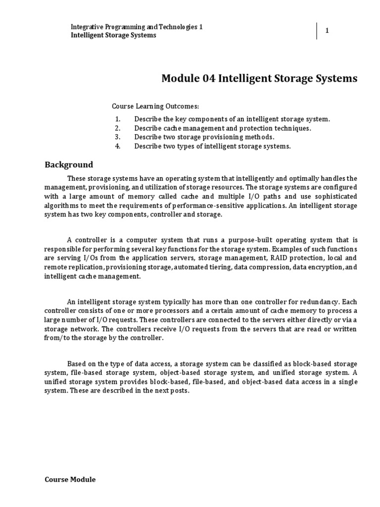 Module 04 Intelligent Storage Systems: Background | Download Free PDF | Computer Data Storage ...