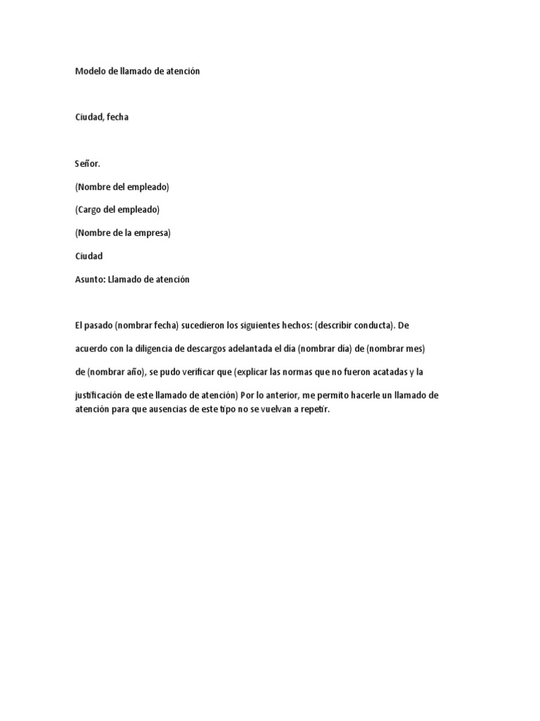 Formato de Llamado de Atención | PDF