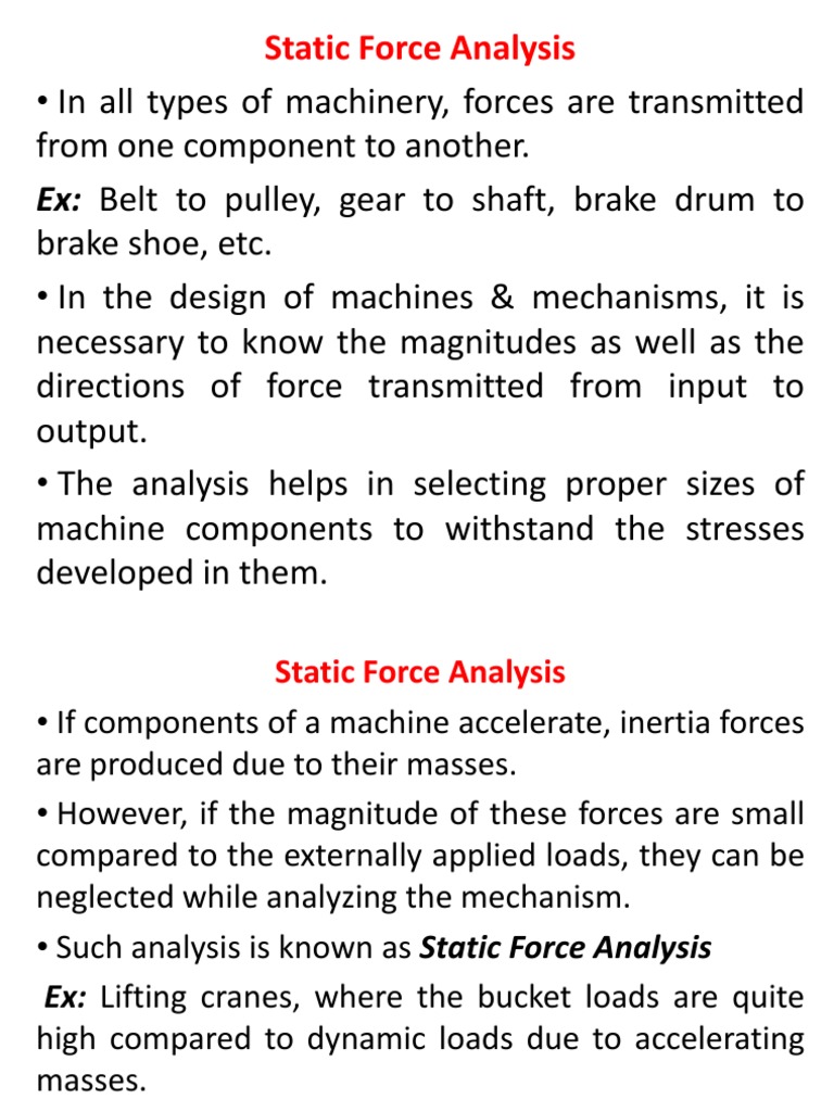 Static Force Analysis | PDF | Machines | Force