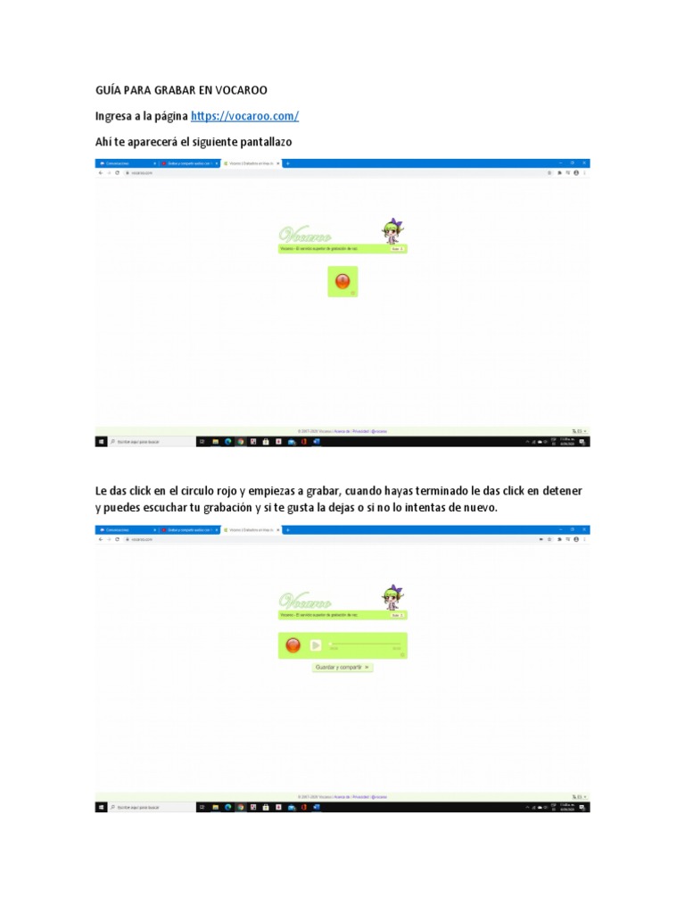 Guía para Grabar en Vocaroo | PDF