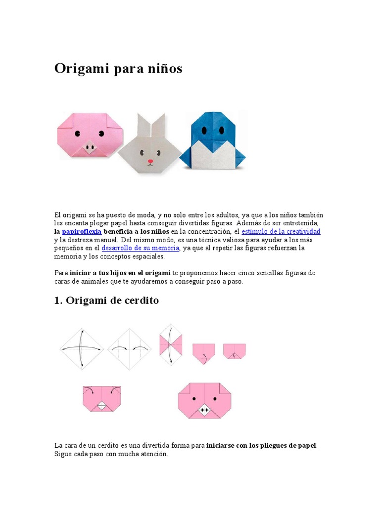 Origami para Niños | PDF | Origami | Ocio