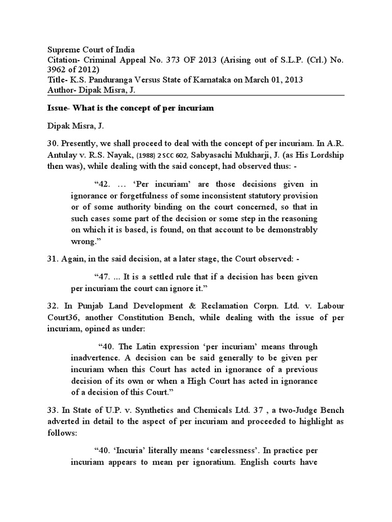 What Is The Concept of Per Incuriam | PDF | Precedent | Judgment (Law)