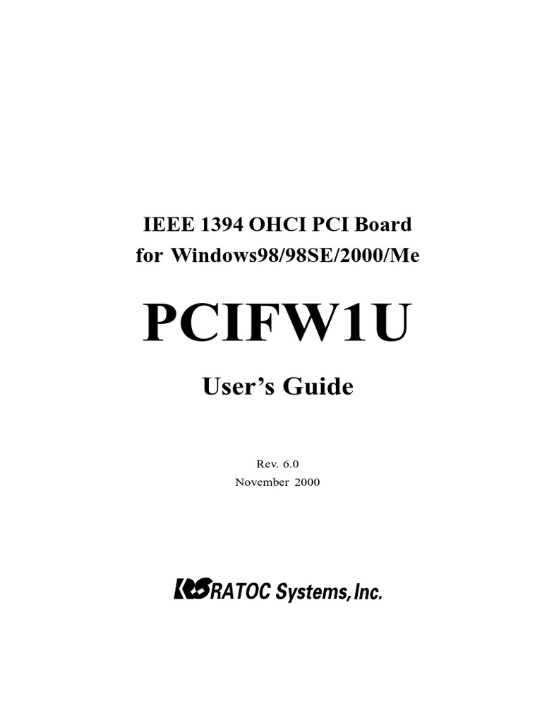 Pcifw1U: User's Guide | PDF | Windows 2000 | Device Driver