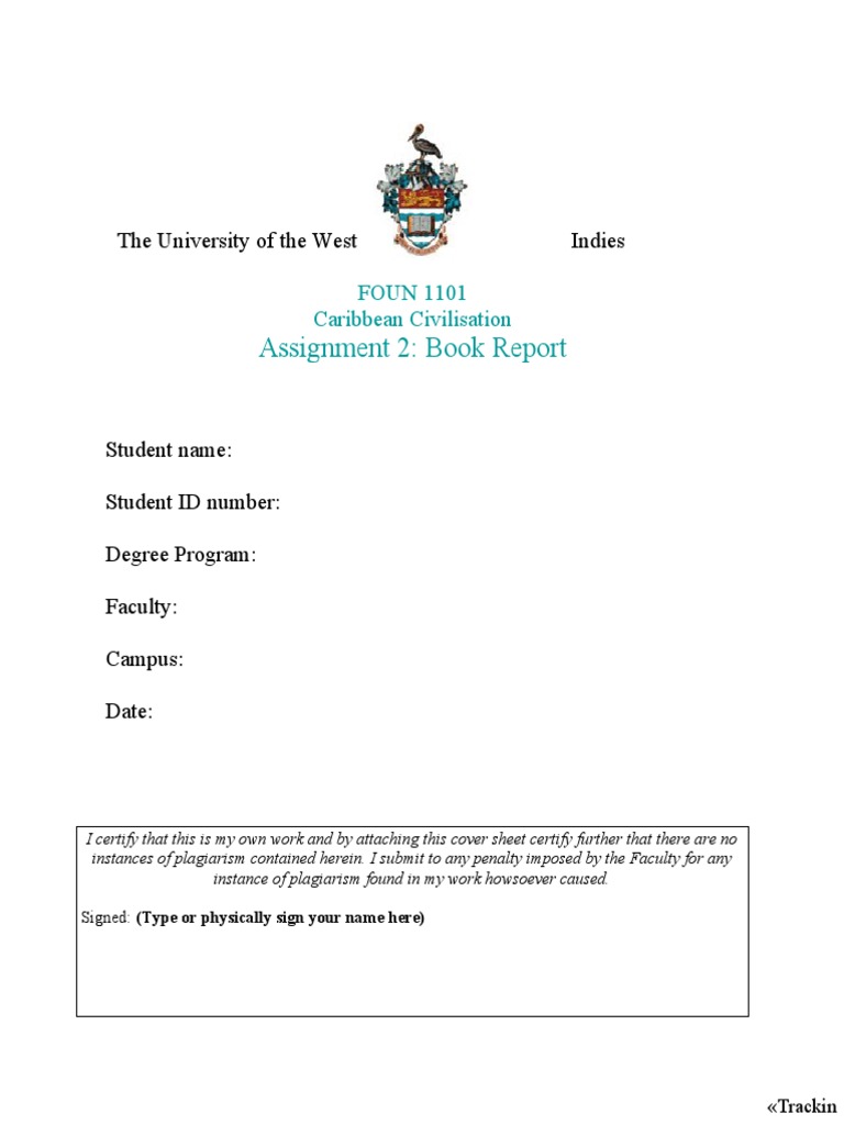 FOUN1101 Assignment 2 - Book Report Submission Template | PDF ...