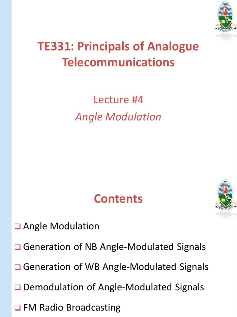 Te331 Lecture 4 Angle Modulation Pdf Frequency Modulation Modulation