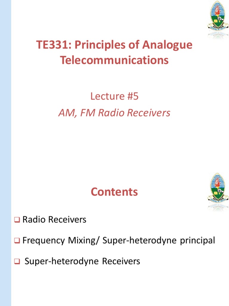 Te331 Lecture 5 Am Fm Radio Receivers Pdf Radio Frequency Modulation