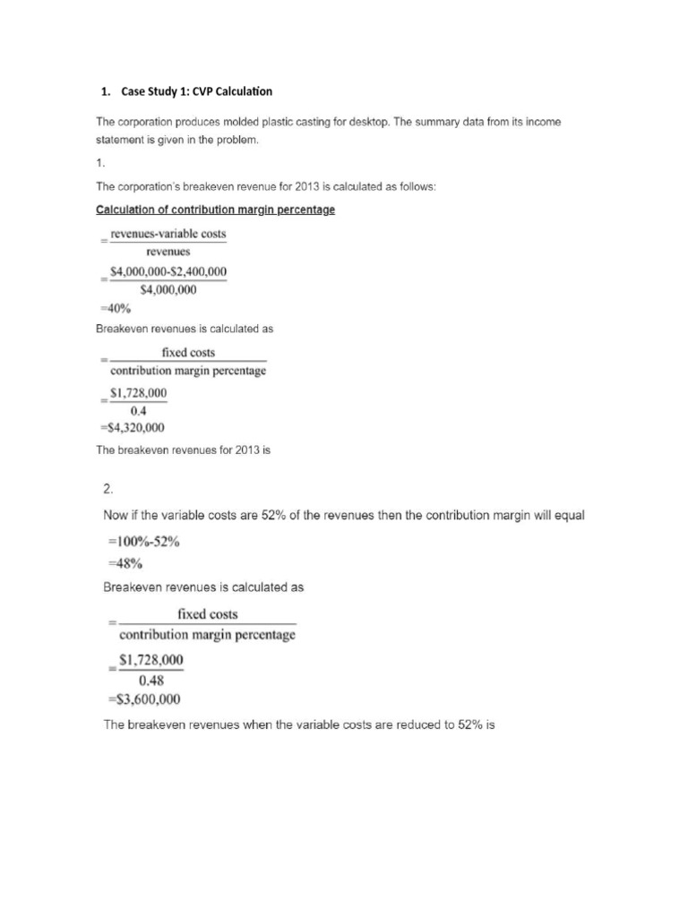 Managerial Accounting - Case Study 1 | PDF