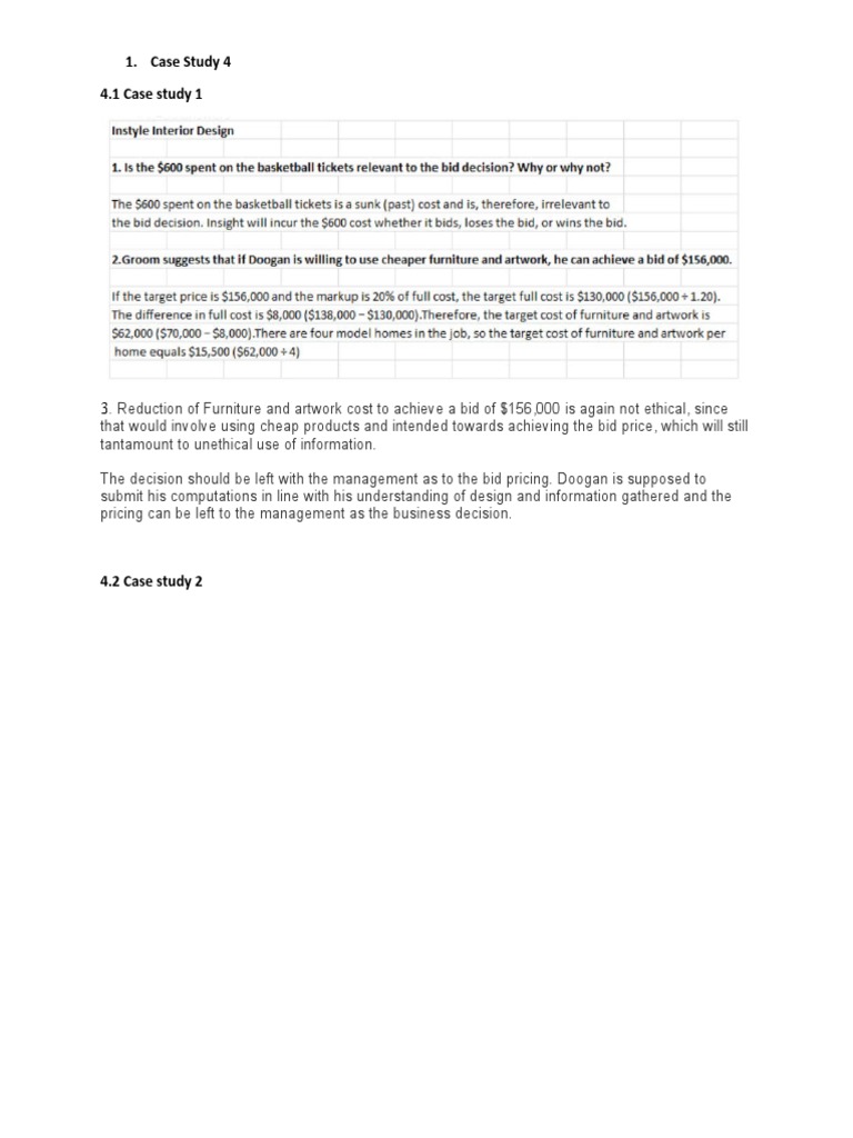 Managerial Accounting Case Study 4 Pdf