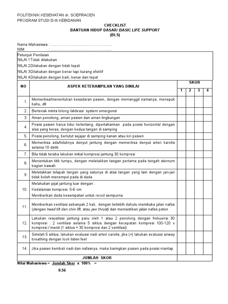 Checklist BLS | PDF