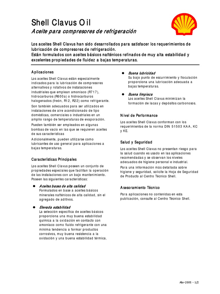 Shell Clavus Oil | PDF | Lubricante | Petróleo
