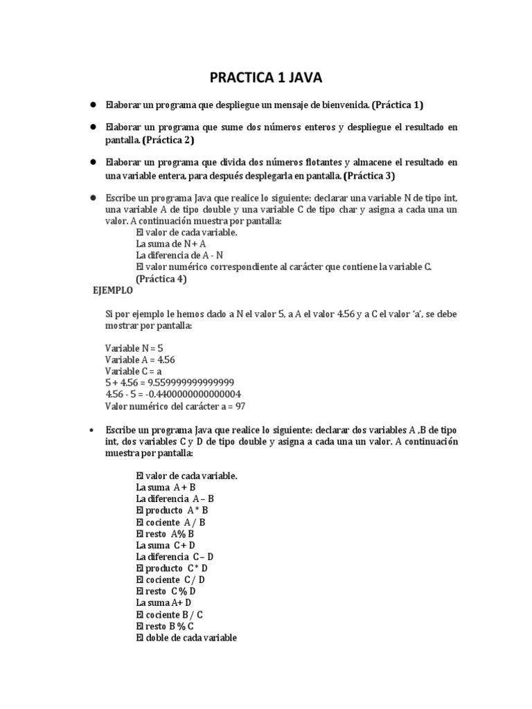 Practicasjava Pdf Java Lenguaje De Programación Informática Teórica