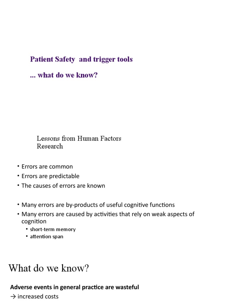 Patient Safety and Trigger Tools ... What Do We Know? | PDF | Attention ...
