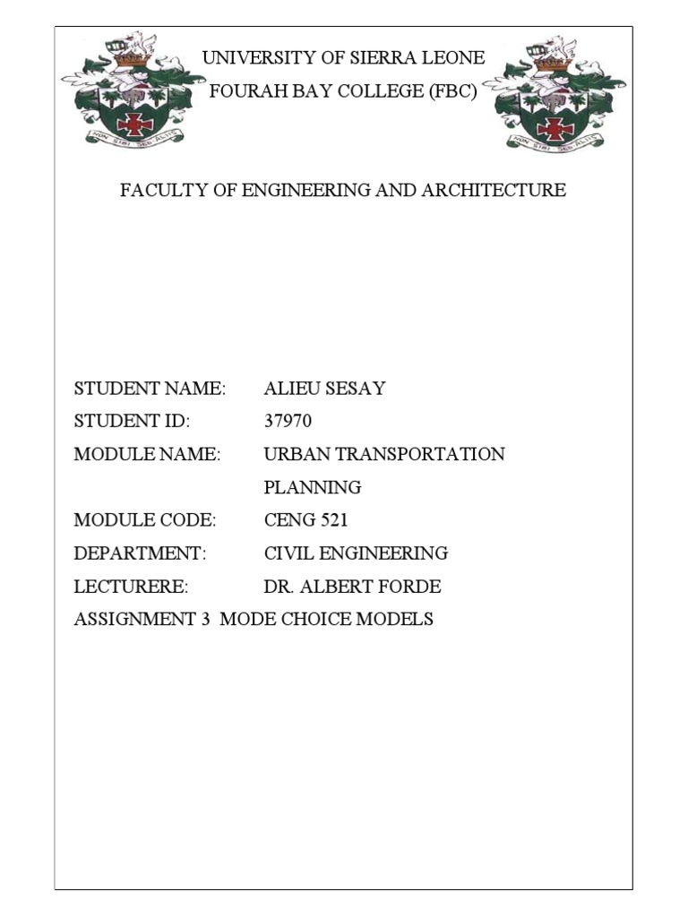 Analysis of Mode Choice Models for Urban Transportation Planning in ...