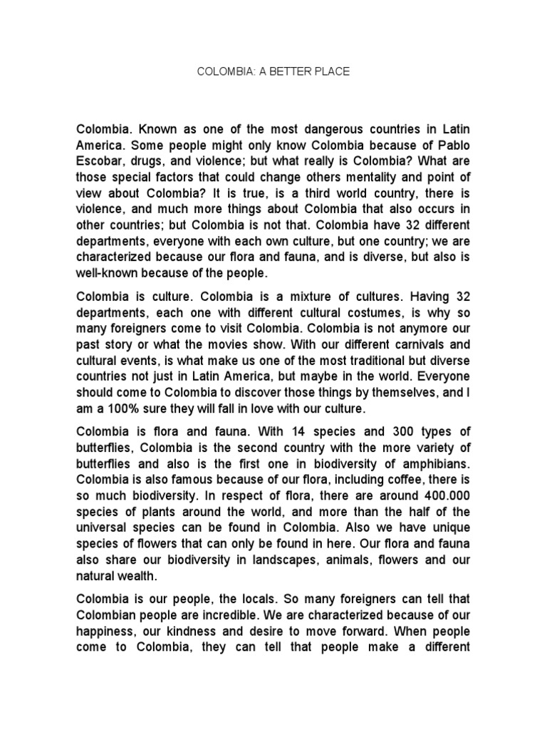 Colombia: A Better Place | PDF | Colombia