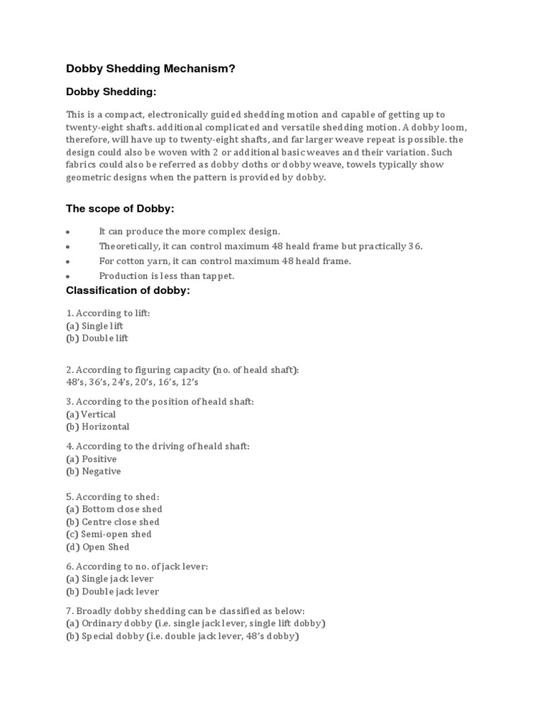 An In-Depth Look at Dobby Shedding Mechanisms, Including Their ...