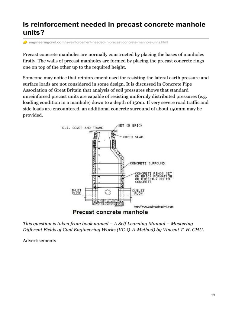 Precast Manhole Reinforcement Analysis | PDF | Home & Garden