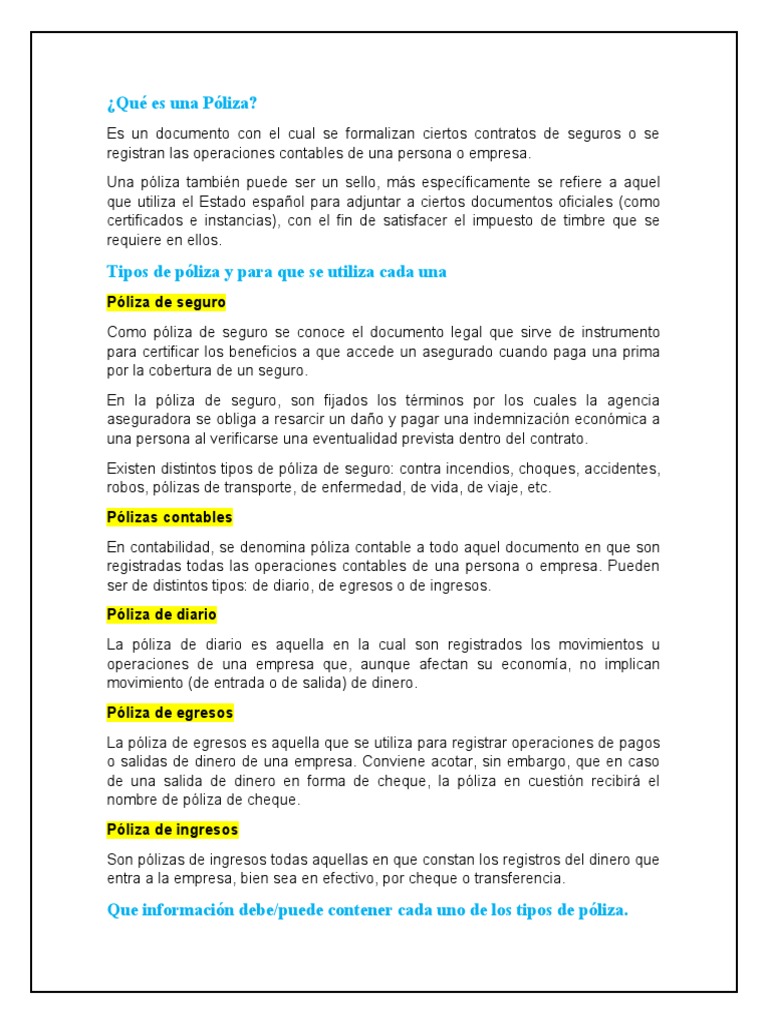 Qué Es Una Póliza | PDF | Póliza de seguros | Seguro