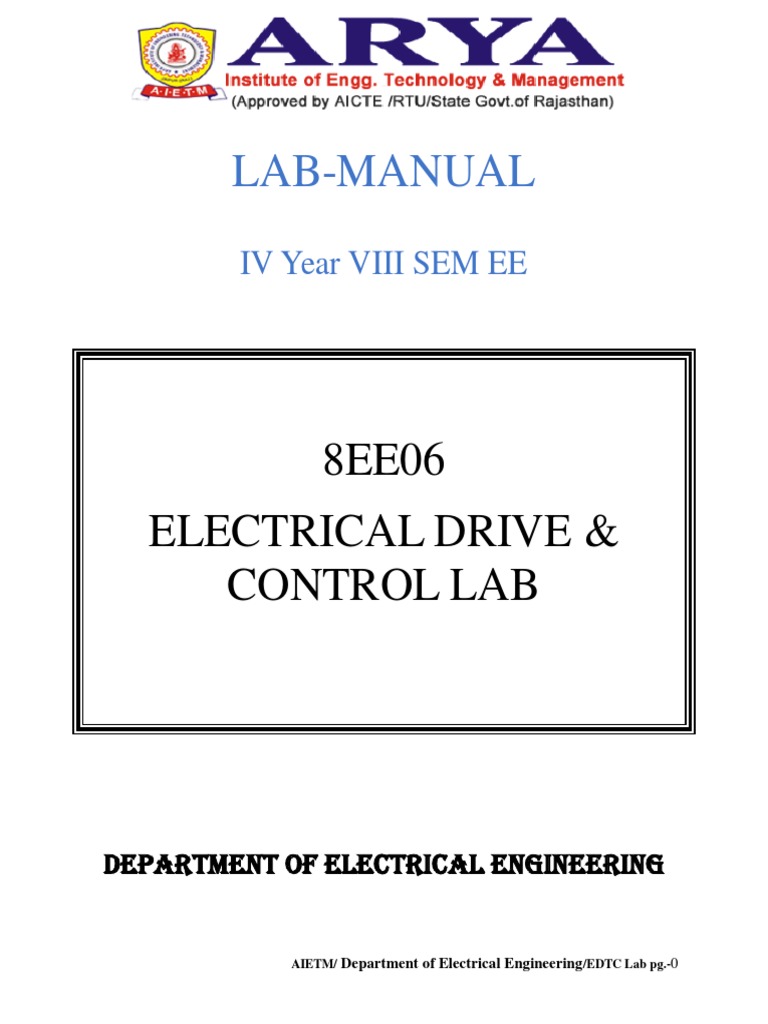 Lab-Manual: 8EE06 Electrical Drive & Control Lab | PDF | Rectifier ...