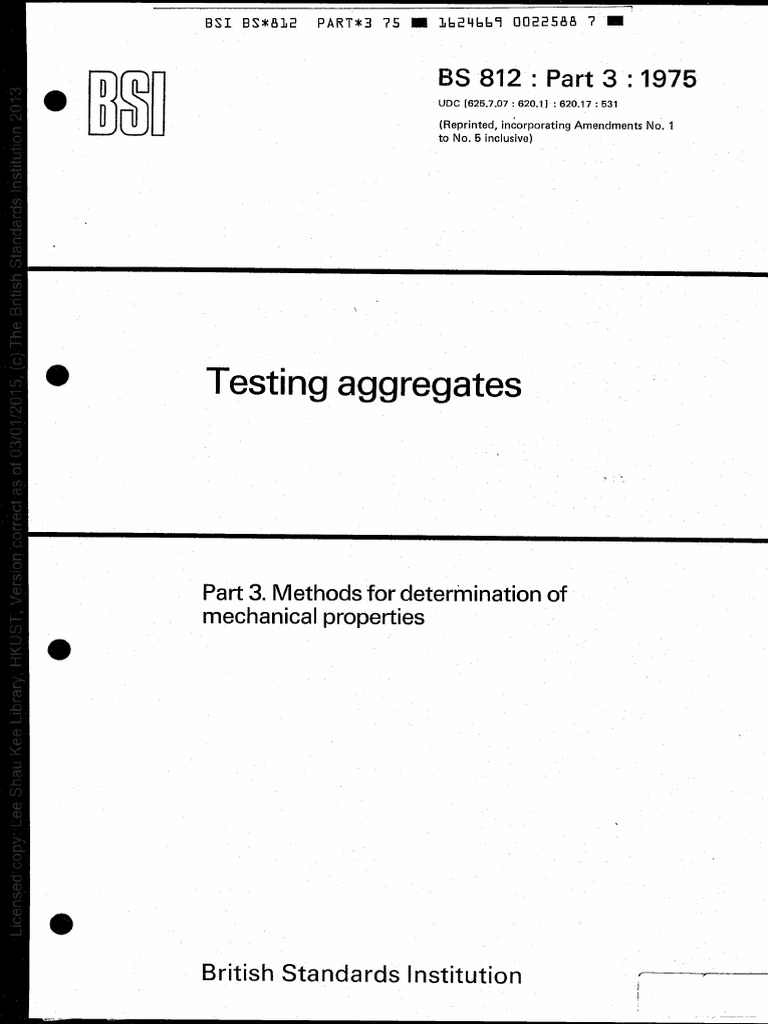 (BS 812-3 - 1975) - Testing Aggregates. Methods For Determination of ...