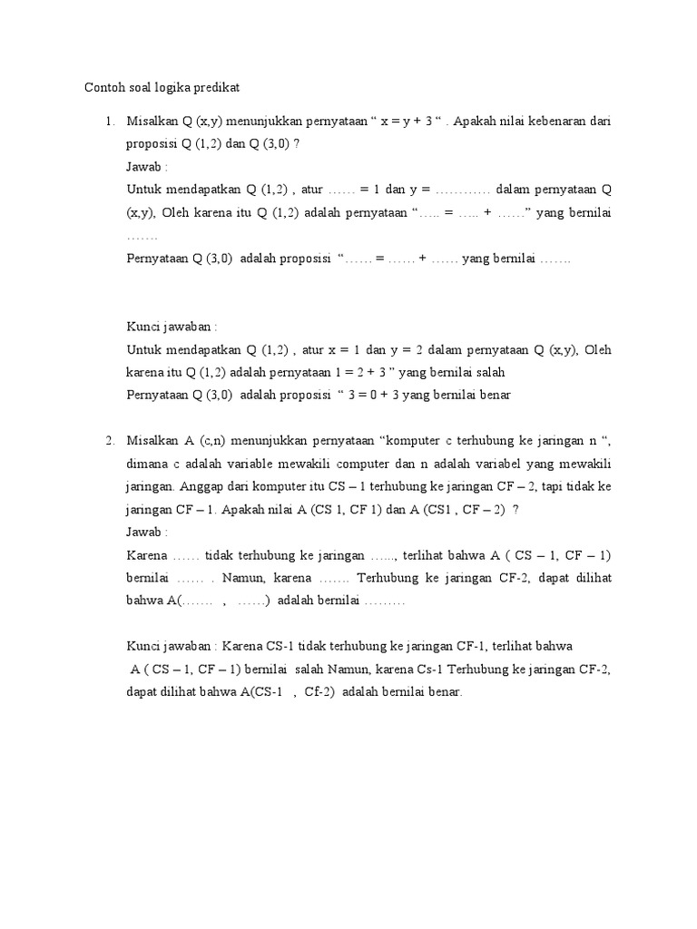 Contoh Soal Logika Predikat | PDF