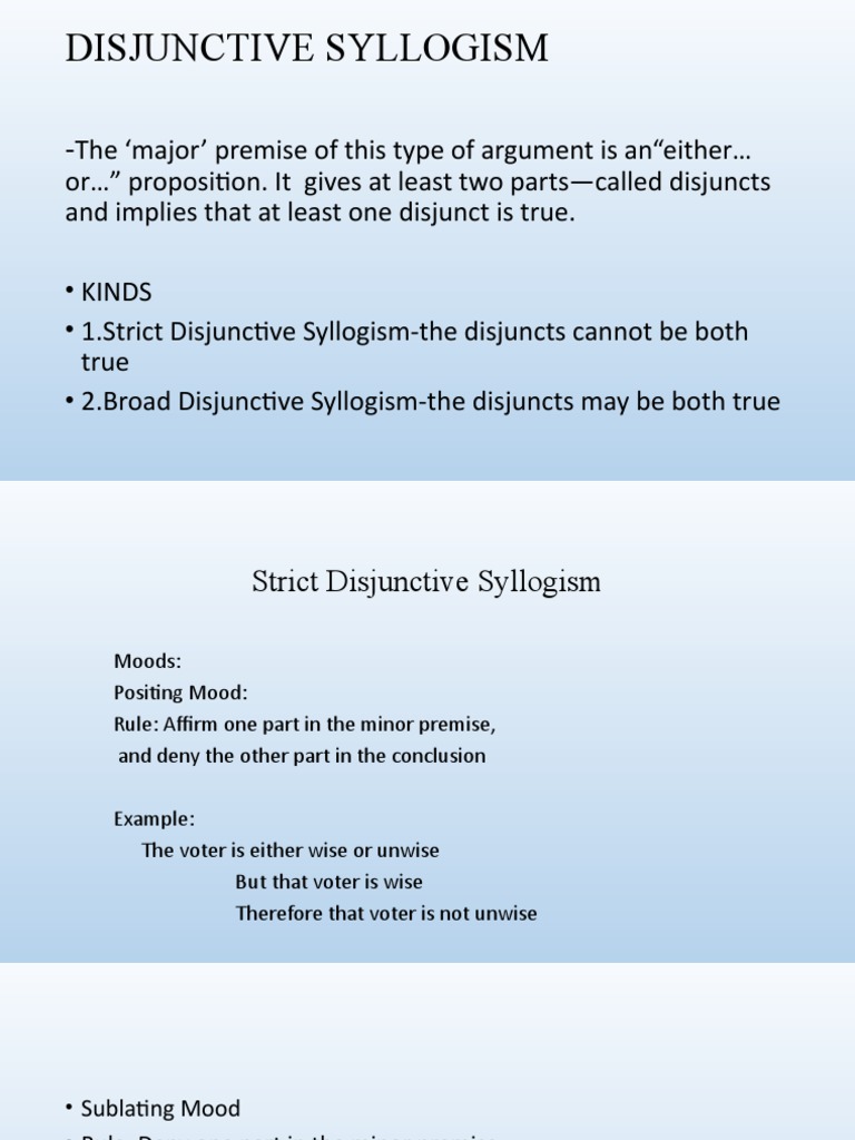 Disjunctive and Conjunctive Syllogism | PDF